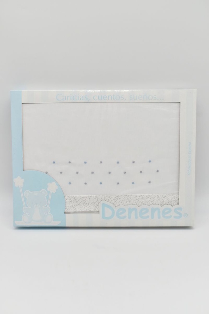 TRIPTICO CUNA TELA TOPITOS ESTAMPADOS BLANCO-AZUL DENENES | Vidal Home